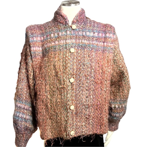 FIBERWORK | Jackets & Coats | Fiberwork Woven Tweed Angora Jacket ...